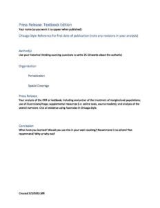 Press Release Outline Worksheet – Global Interconnections: Modern World ...